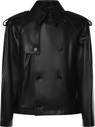Burberry Homme, Vestes, Noir, Taille: 2XL Leather Vestes
