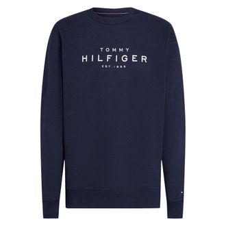 Tommy Hilfiger Homme, Sweatshirts et sweats à capuche, Bleu, Taille: M Pull Bleu Col Rond Coupe Standard