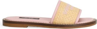 Dolce & Gabbana Femme, Chaussures, Multicolore, Taille: 37 EU Mules Plates en Paille avec Logo