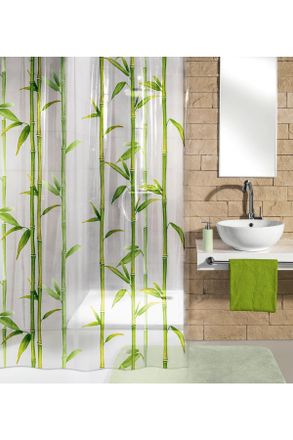 Kleine Wolke Duschvorhang Bambu, Gr&uuml;n, Wei&szlig;, Kunststoff, 180x200 cm, wasserundurchl&auml;ssig, Badtextilien, Duschvorh&auml;nge