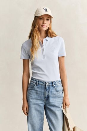 GANT Damen Slim Fit Archive Shield Piqu&eacute; Poloshirt (XXXL) LIGHT Blau