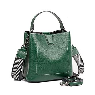 Generic Sac &agrave; bandouli&egrave;re en cuir v&eacute;ritable pour femme - Grand sac &agrave; main tendance - Sac &agrave; bandouli&egrave;re pour femme, Vert, large