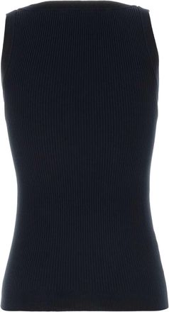 Miu Miu Womens Ribbed Cotton Tank Top Navy Sweater