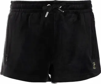 Juicy Couture Velours-Shorts mit Kristall-Logo - Schwarz