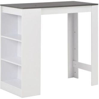vidaXL Table de bar avec &eacute;tag&egrave;re Blanc 110x50x103 cm