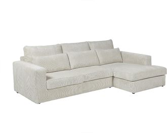 Vente-Unique Rechtes Ecksofa aus beigefarbenem Cord - MONDOVI