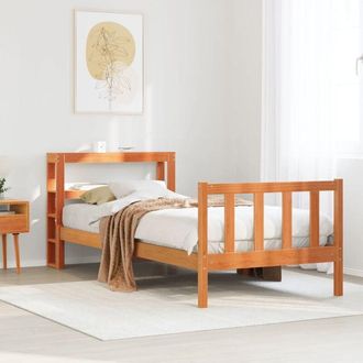 vidaXL Cadre de lit avec tête de lit sans matelas cire marron 75x190cm Vidaxl