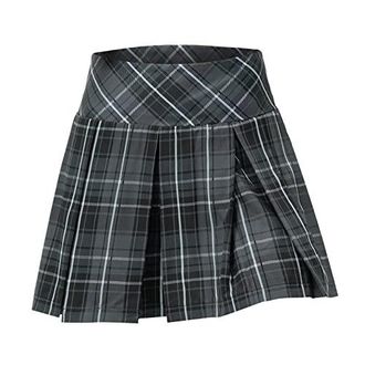 Generic Elastique Court Midi Jupe - Jupe Pliss&eacute;E pour Femme avec Jupe De Sport &agrave; Carreaux D&eacute;Contract&eacute;E Et Extensible pour Course en Plein Air Culotte De Tenni