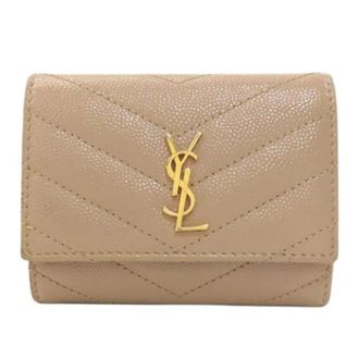 Saint Laurent Pre-owned Leder Schl&uuml;sseletui - - Pre-owned - Damen - Beige - ONE SIZE