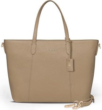 Lazarotti Bologna City Shopper pour femme en cuir véritable | Sac fourre-tout avec bandoulière amovible et réglable en longueur | Sac bandoulière 31 cm, sable, 