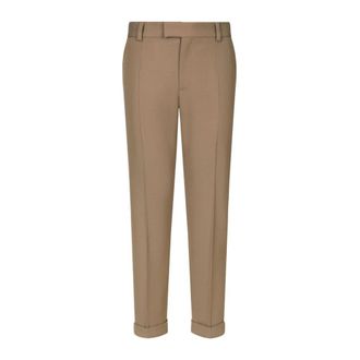 Dolce & Gabbana Schmal geschnittene Gabardine-Hose mit B&uuml;ndchen - - Trousers - Herren - Braun - M