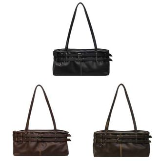 Generic Kexpery Sac à Main Femme en Cuir PU Uni Sac à Épaule avec Fermeture Éclair Design Élégant pour Voyage Shopping Usage Quotidien