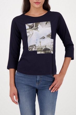 Monari 3/4-Arm-Shirt Shirt Druck + Schmuck Regular fit mit Rundhalsausschnitt