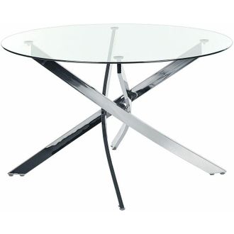 Beliani Esstisch Transparent Sicherheitsglas und Eisen 120 cm mit Silbernem Metallgestell Rund Modern Glamour Esszimmer Ausstattung M&ouml;bel
