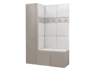 Mirjan24 Garderoben-Set Monati IX, Kleiderschrank, Schuhschrank mit 6 F&auml;cher, 2X Kleiderhakenbrett, Gepolstertes Paneel/Wandpaneel, 8 Doppelhaken, Flurgarderob