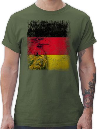 Shirtracer T-Shirt Herren - Fu&szlig;ball EM - Deutschland WM Adler Flagge Germany - XL - Army Gr&uuml;n - Deutschland-t-Shirt Fussball Shirt m&auml;nner Europameisterschaft deu
