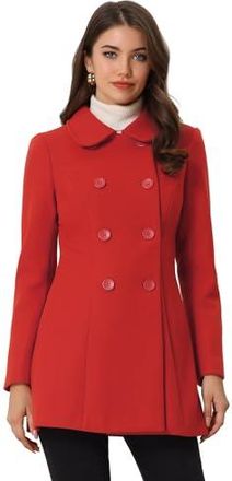 Allegra K Trench à double boutonnage à col Claudine pour femmes Costume dHalloween Rouge M