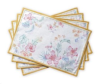 Maison d'Hermine Paradise Island Lot de 4 Sets de Table 100% Coton pour Table &agrave; Manger, Cuisine, Mariage, Usage Quotidien, d&icirc;ners, Printemps/&eacute;t&eacute; (33cm x 48cm)