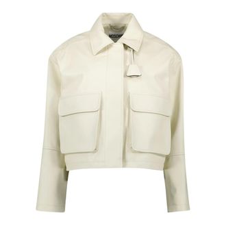 Moschino Stilvolle wei&szlig;e Lederjacke - - Jackets - Damen - Wei&szlig; - S