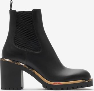 Burberry Bottines Chelsea Gravel en cuir à talon, Size: 37.5