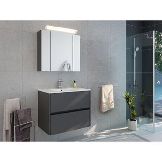 Magnolia Home Badm&ouml;belset Taifun 70cm 2tlg mit Spiegelschrank grafit