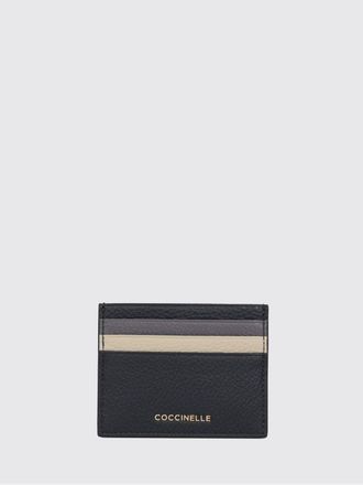 Coccinelle Flacher Kartenhalter aus genarbtem Leder mit mehrfarbigem Streifenmuster