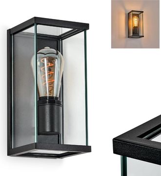 HOFSTEIN Außenwandleuchte Sangbana, Wandlampe im modernen Look aus Metall/Glas in Schwarz/Klar, Wandleuchte im Industrial-Design, Außenleuchte für Terrasse/Ver