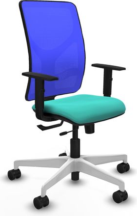 Piqueras y Crespo Hochwertiger Schreibtischstuhl mit 1D-Armen, h&ouml;henverstellbare Lendenwirbelst&uuml;tze, ausgestattet mit Syncro/Traslack und Schneideschaum, Blau/T&uuml;rkis