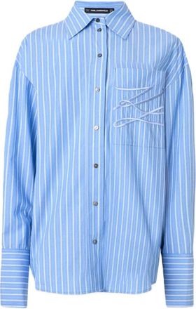 Karl Lagerfeld Femme, Blouses et Chemises, Bleu, Taille: 42 FR Autograph Striped Shirt