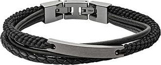 Fossil Bracelet homme en acier inoxydable ou en cuir avec fermoir rabattable