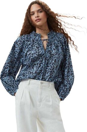French Connection Bluse f&uuml;r Damen, leger (Blaues Blumenmuster)