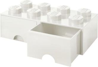Room Copenhagen Lego 40061735-A brique 8 boutons, 2 tiroirs, boîte de rangement empilable, 9.4 l, Blanc, Plastique, 8 plots