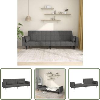 vidaXL The Living Store - Schlafsofa 2-Sitzer mit 2 Kissen Dunkelgrau Stoff - Schlafsofa - Couchsofa - G&auml;stebett - Wohnraumgestaltung - Gem&uuml;tlich