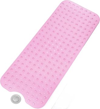 Generic Badewannenmatten for Duschwanne, Extra Lange, rutschfeste 101,6 X 40, cm Gro&szlig;e Badematte Mit Abflussl&ouml;chern Und Saugn&auml;pfen, for Badezimmer(Clear Pink)