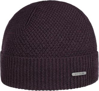 Stetson Bonnet Rodrick Femme/Homme - Made in Italy en Laine Tricot avec Revers, Revers Hiver Automne-Hiver - Taille Unique Lilas