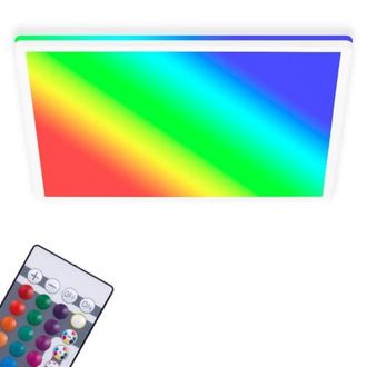 Briloner Leuchten - LED Panel, Deckenleuchte dimmbar, Deckenlampe, RGB, Farbsteuerung, Backlight, inkl. Fernbedienung, 22 Watt, 2.700 Lumen, 4.000 Kelvin, Weiß