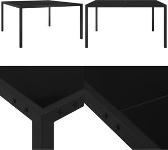 vidaXL Table de jardin 130x130x72 cm Noir Acier et verre - Table De Jardin - Table Ext&eacute;rieure - Mobilier De Jardin - Table Ronde - Table Noire - Home &