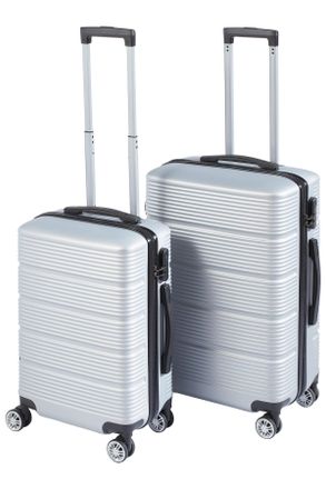 Novel Reisekofferset, Hellgrau, Metall, Kunststoff, Textil, 2-teilig, Zahlenschloss, h&ouml;henverstellbarer Teleskopgriff, 360&deg;-Rollensystem, Tragehenkel, Netzf