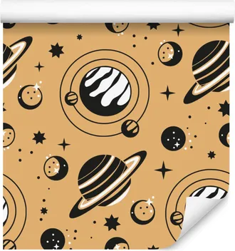 OEM Carta Da Parati Color Crema E Oro Con Tema donne E Astrologia Per Soggiorno E Camera Da Letto, 50x1000 Cm