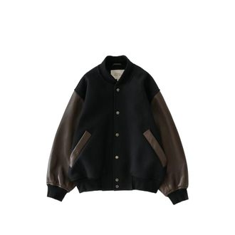 STUDIO NICHOLSON Alph Leather-sleeve Bomber Jacket