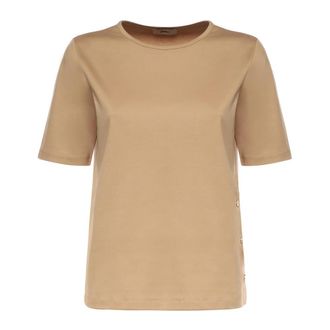 Herno Baumwolljersey-T-Shirt mit Schlitzen - - Tops - Damen - Braun - M