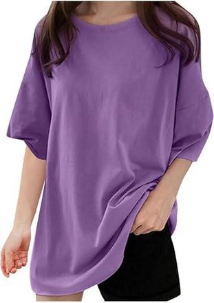 Generic T-shirts surdimensionnés pour femmes à manches courtes en coton graphique floral T-shirt amusant col rond mode décontracté Écosse dames vêtements de s