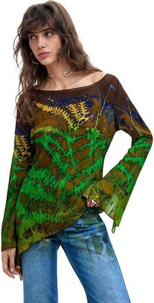 Desigual blouse imprim&eacute;e asym&eacute;trique m. c. lacroix en vert