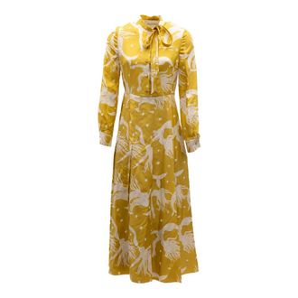 Valentino Garavani Robe en twill de soie imprim&eacute; - Femme - Robes - Jaune - Taille: 34 FR