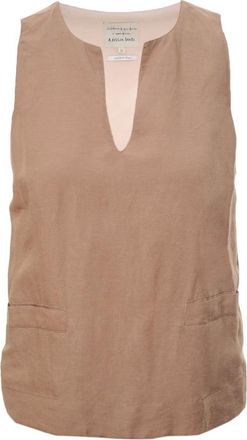 Alessia Santi Femme, Tops, Brun, Taille: 38 FR Top col en V Double &Eacute;paisseur