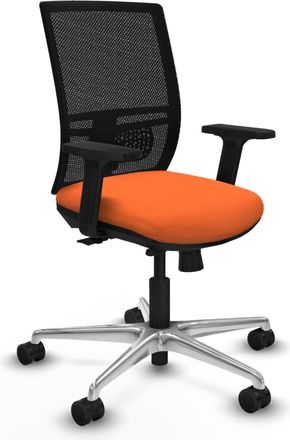 Piqueras y Crespo B&uuml;rostuhl mit 2D-Armen, h&ouml;henverstellbare Lendenwirbelst&uuml;tze, ausgestattet mit Syncro/Translack und Schneidschaum, mit Rollen von 65 mm, Nylon, Schwar