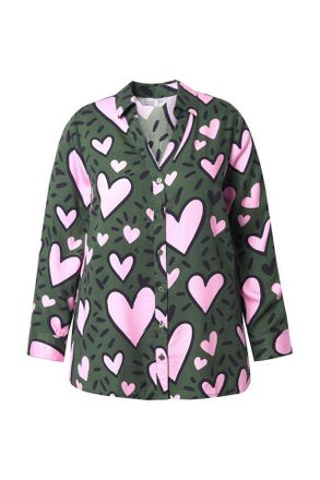 Miamoda Longbluse Bluse Komfort Fit herz-Muster Langarm