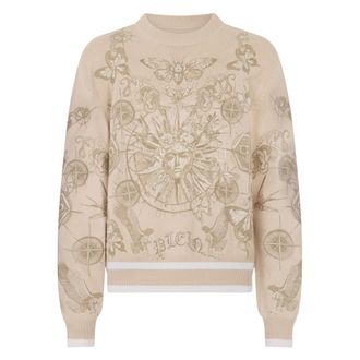 Philipp Plein Homme, Pulls, Beige, Taille: S Pull Ras du Cou Tattoo
