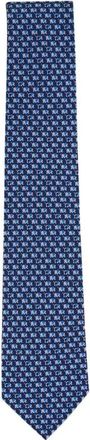 Ferragamo Homme, Accessoires, Bleu, Taille: ONE Size Cravate en soie &agrave; motifs