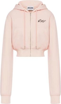 Moschino unisex, Sweatshirts et sweats &agrave; capuche, Rose, Taille: 2XS SweaT-shirt Court Brod&eacute;e en Coton